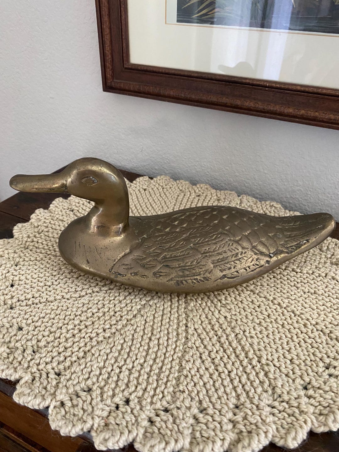 Vintage Ornate Large Brass Duck Midcentury Brass Duck Figure Heavy ...