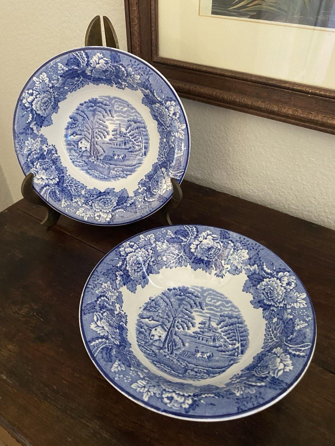 Vintage Woods Ware Flow Blue Cereal Bowls Wood & Sons England Set of 2 ...