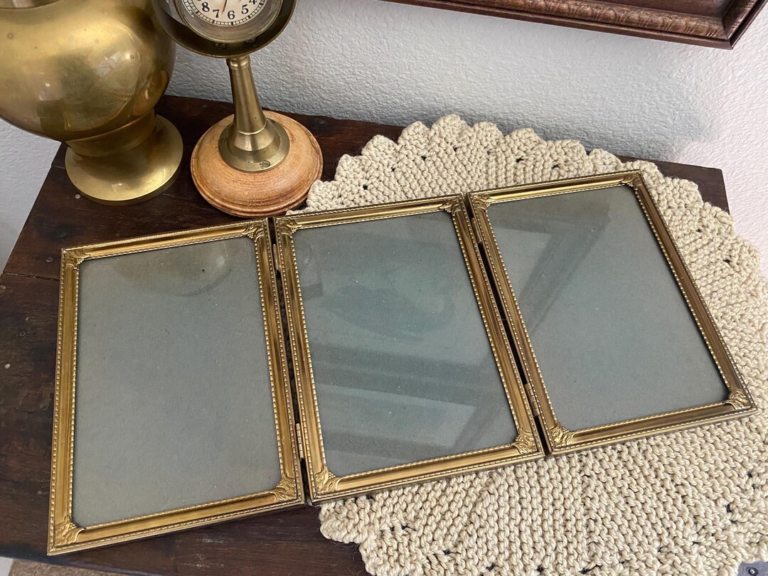 Vintage 1970s Brass Frame Trifold Frame Retro Ornate Gold Frame 5x7 - Etsy