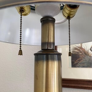 Vintage 60s Heyco Brushed Brass Table Lamp Bouillotte Style Metal Shade ...