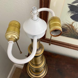 Vintage 60s Heyco Brushed Brass Table Lamp Bouillotte Style Metal Shade ...