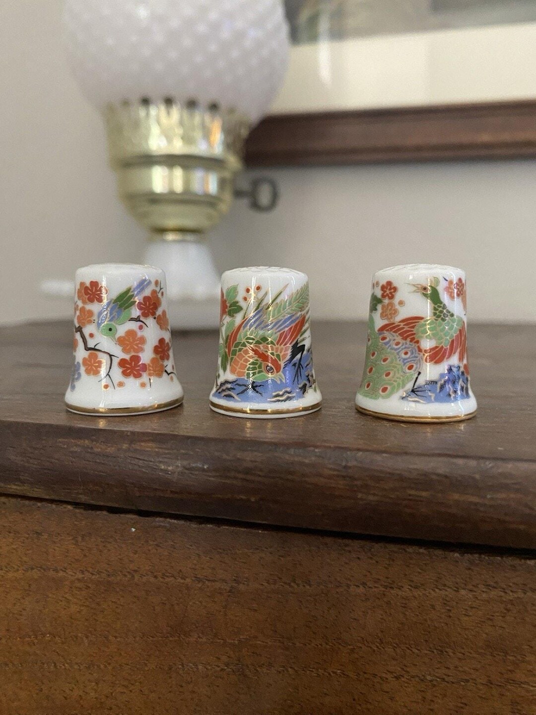 Vintage Japanese Birds Thimble Set of 3 Porcelain China Thimbles ...