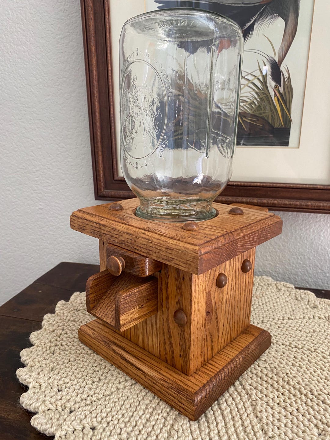 Vintage Wood Candy Dispenser Ball Perfect Mason Jar Rustic Primitive ...