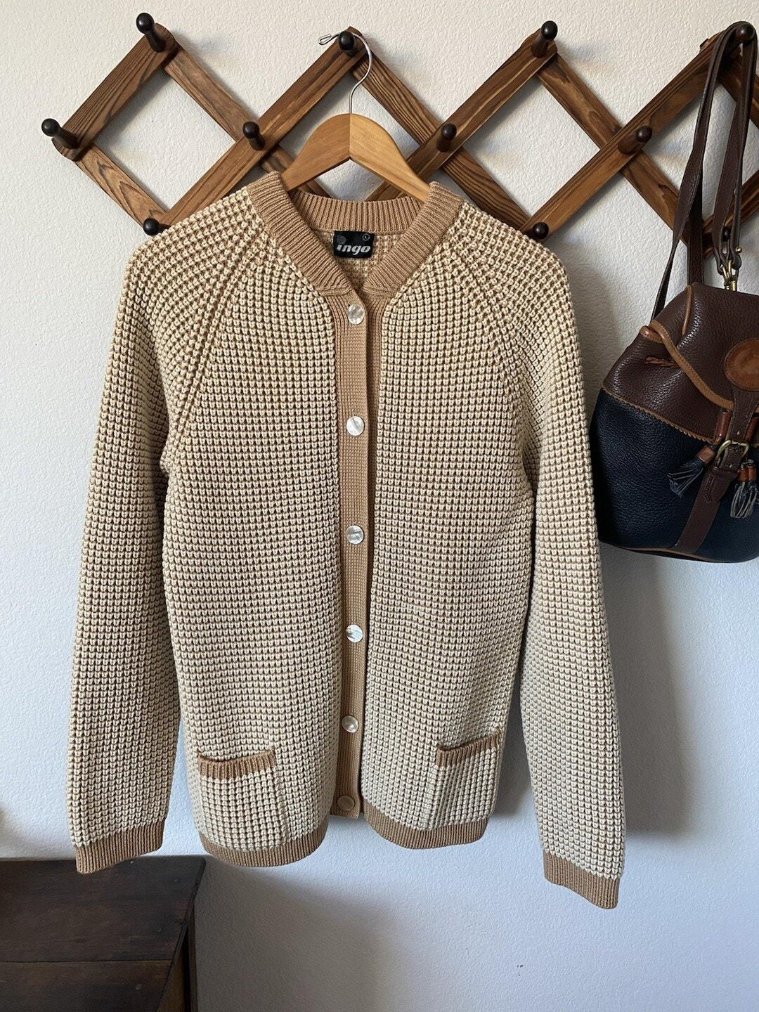 Vintage 1960s Ingo Inuit Hand Knit Cardigan Sweater Size L Wool Mother ...