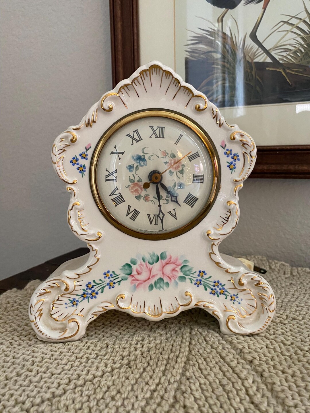 Vintage Ceramic Clock Tabletop Clock Ceramic Johnson Clock Cottagecore ...