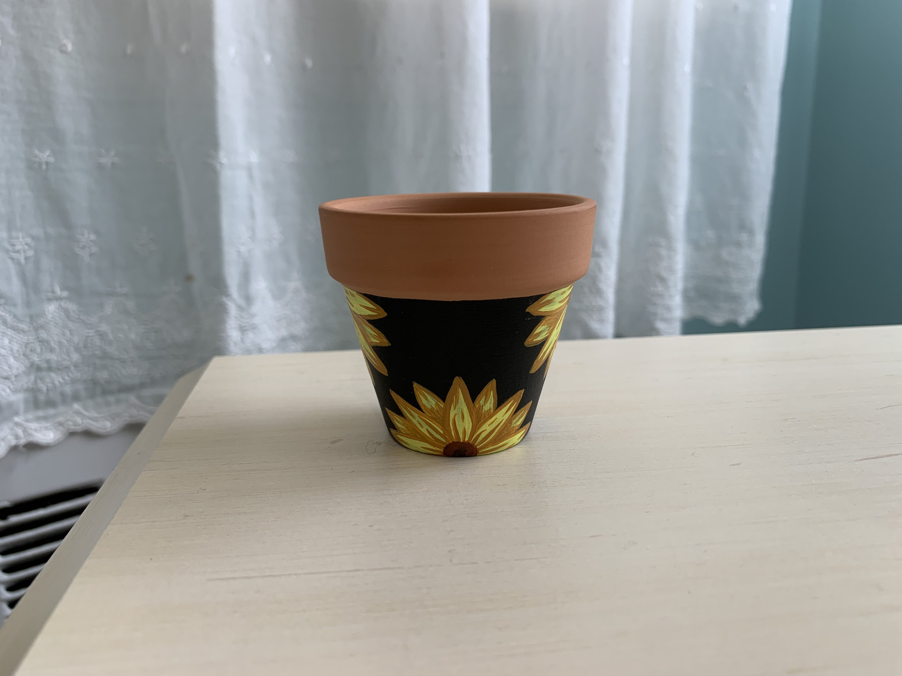 Mini 2 Painted Sunflower Pots | Etsy
