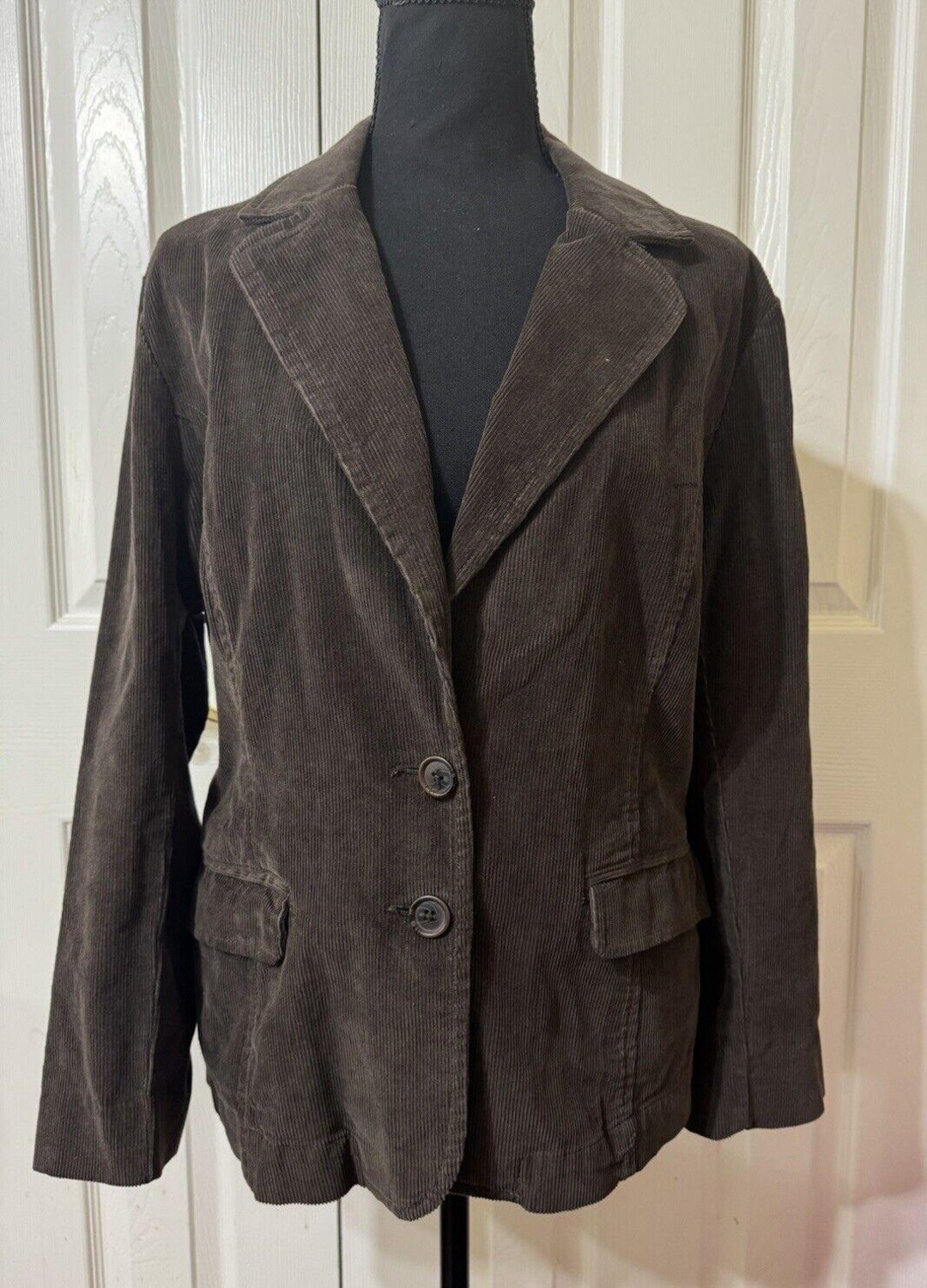 Y2K Womens Sunset Cove Corduroy Brown 2 Button Pockets Blazer Retro ...