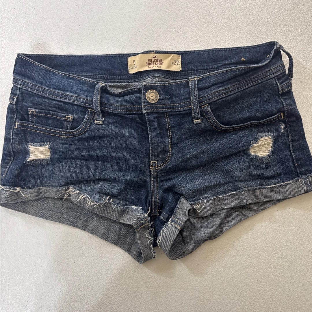 Y2K Hollister Low Rise Micro Mini Shorty Shorts Size 5 W 27 Dark Wash ...