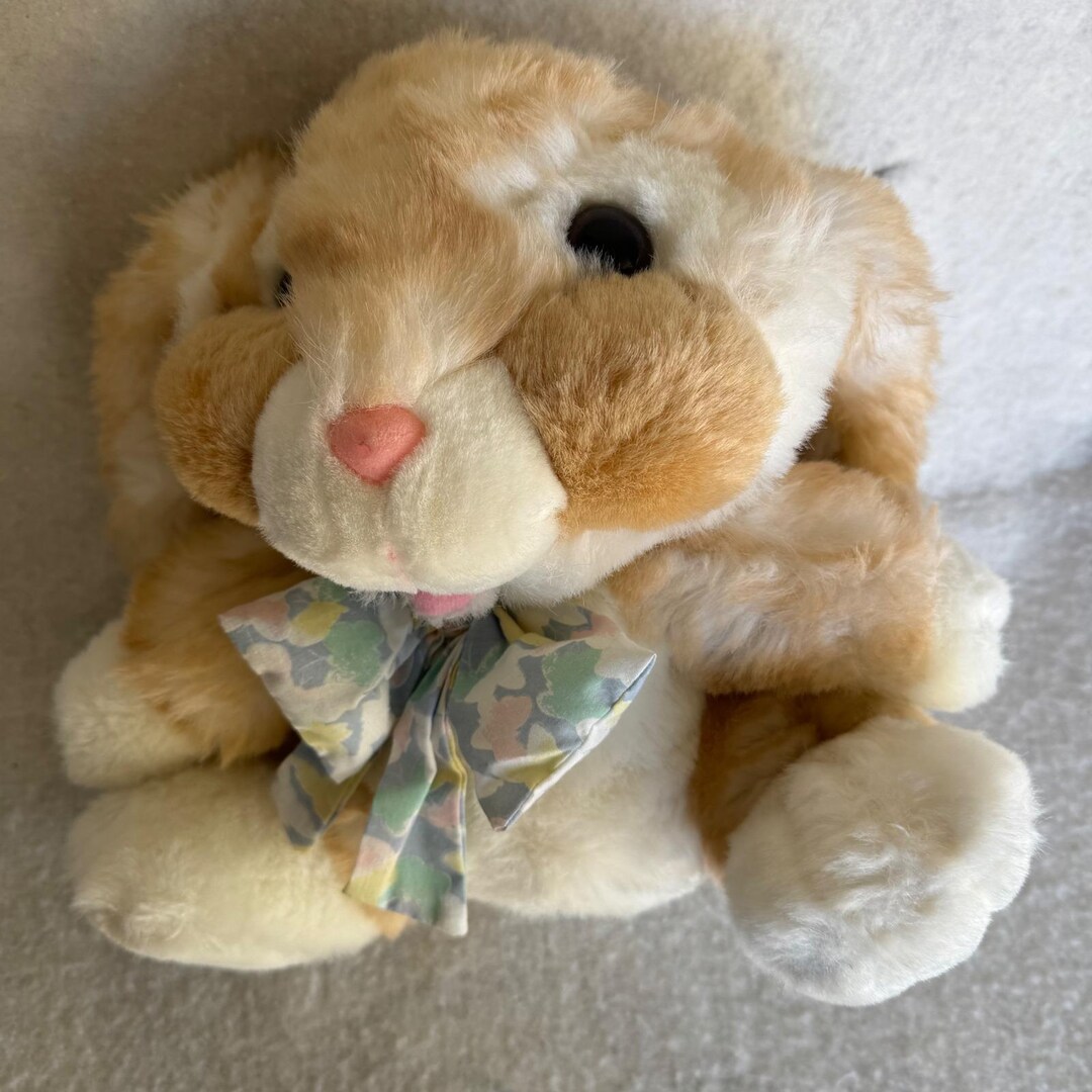 Vintage Dandee Bunny Plush: Chubby Cheeks, Floral Bow Tie - Etsy