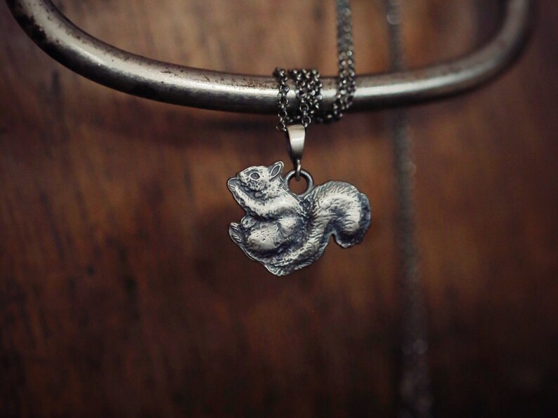 Furry Squirrel Silver Pendant , Wild Animal Pendant, Animal Jewelry ...