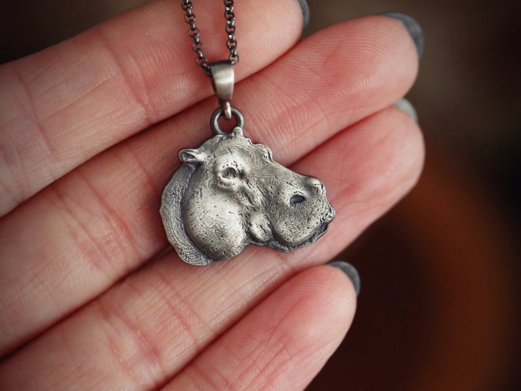Hippo Pendant Sterling Silver 925 Hippopotamus Charm Hippo - Etsy