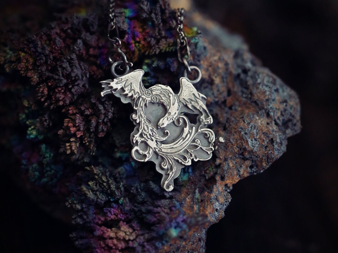 Mythical Phoenix Bird Pendant, Sterling Silver 925, Firebird Charm ...