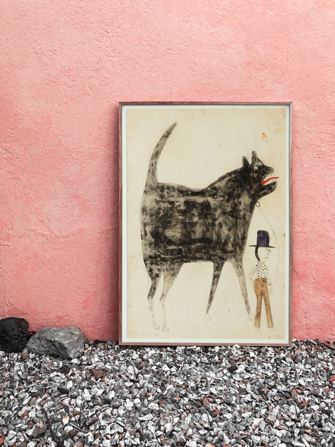Man and Large Dog, on Reverse Man and Woman, Bill Traylor, American ...