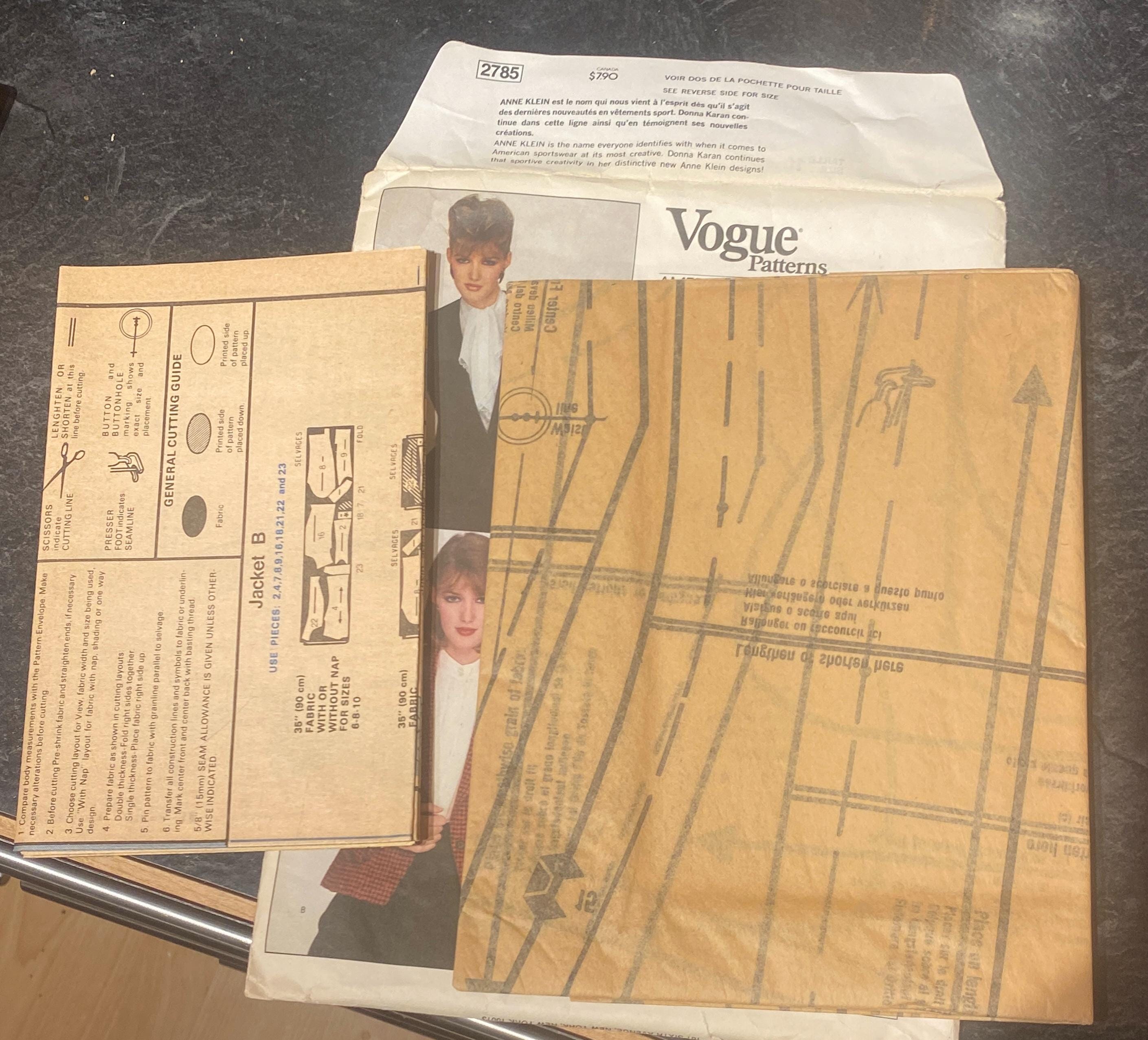 Vogue Sewing Pattern 2785 Anne Klein Blazer Size 10 - Etsy
