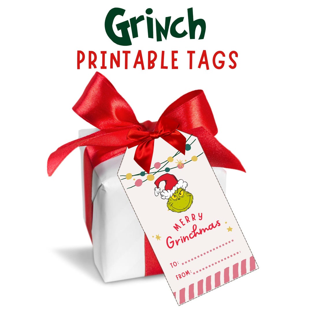 Printable Grinch Gift Tags 5 Bonus Tags Included , Grinchmas Tags Gift ...
