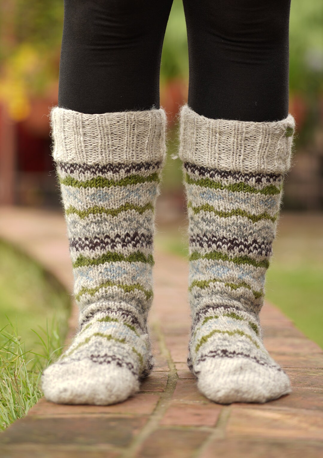 White Hand Knit Multicolor Winter Woolen Socks - Etsy