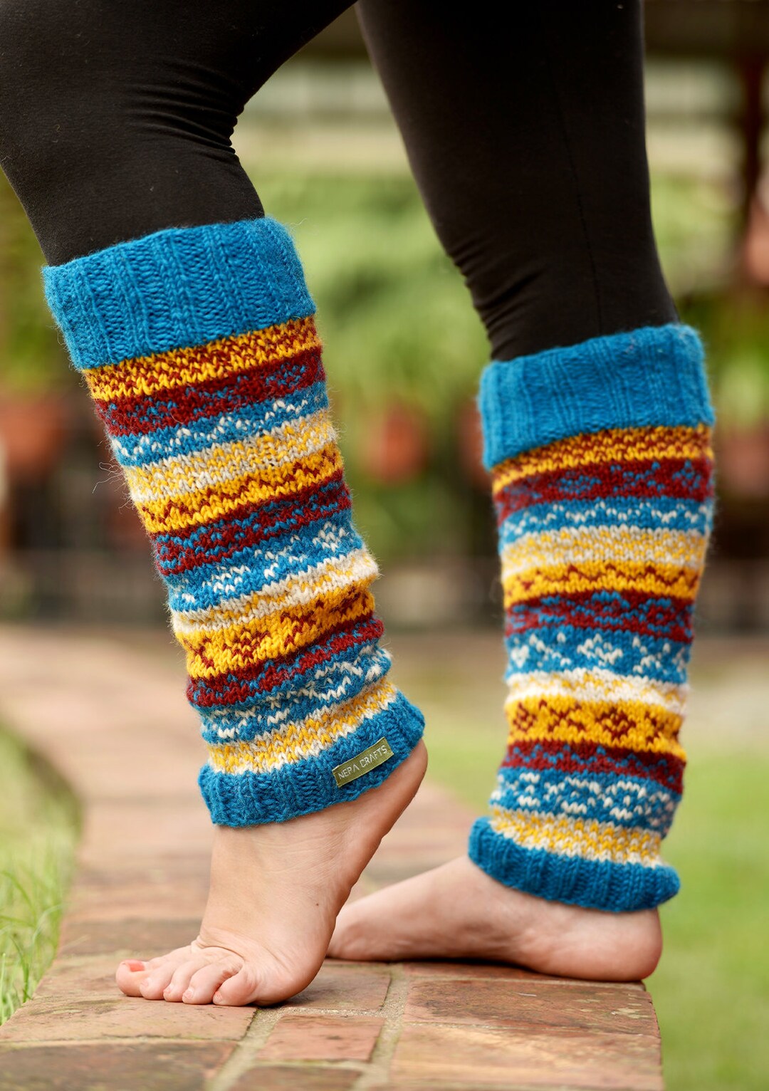 Handknitted Blue Multicolor Warm Leg Warmers - Etsy