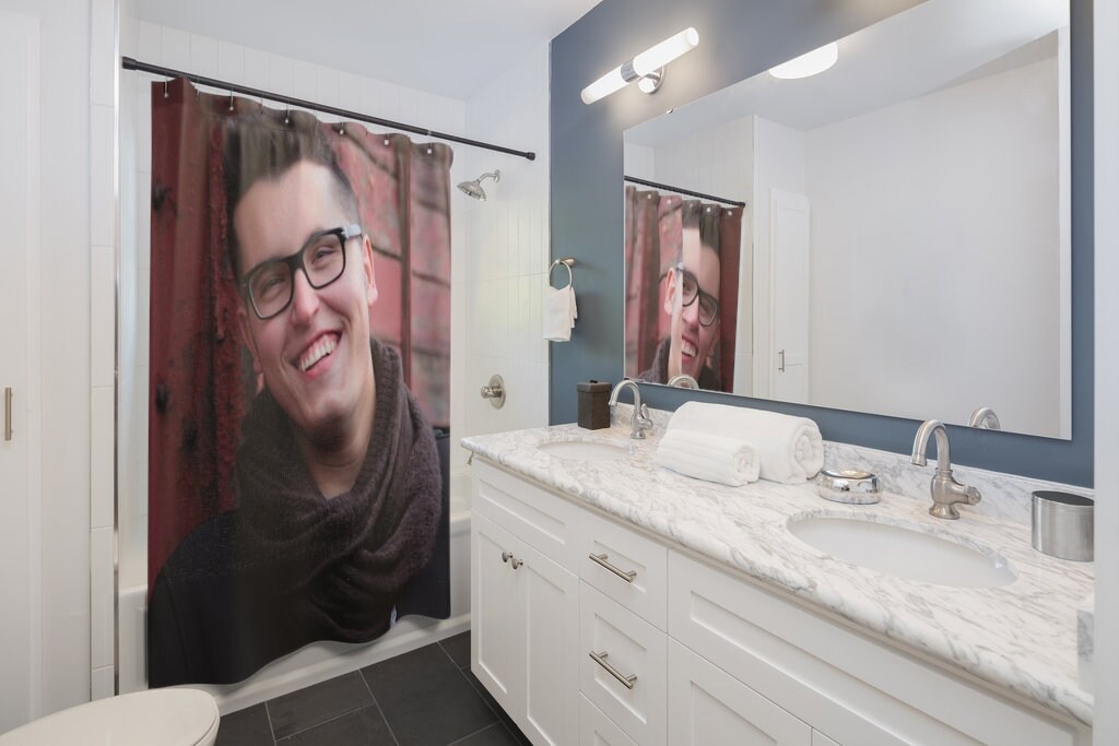 Custom Photo Shower Curtain Favorite Photo and Text Curtain - Etsy