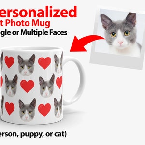 Custom Cat Face Mug Put You Cute Cat With Your Photo on Mug - Etsy