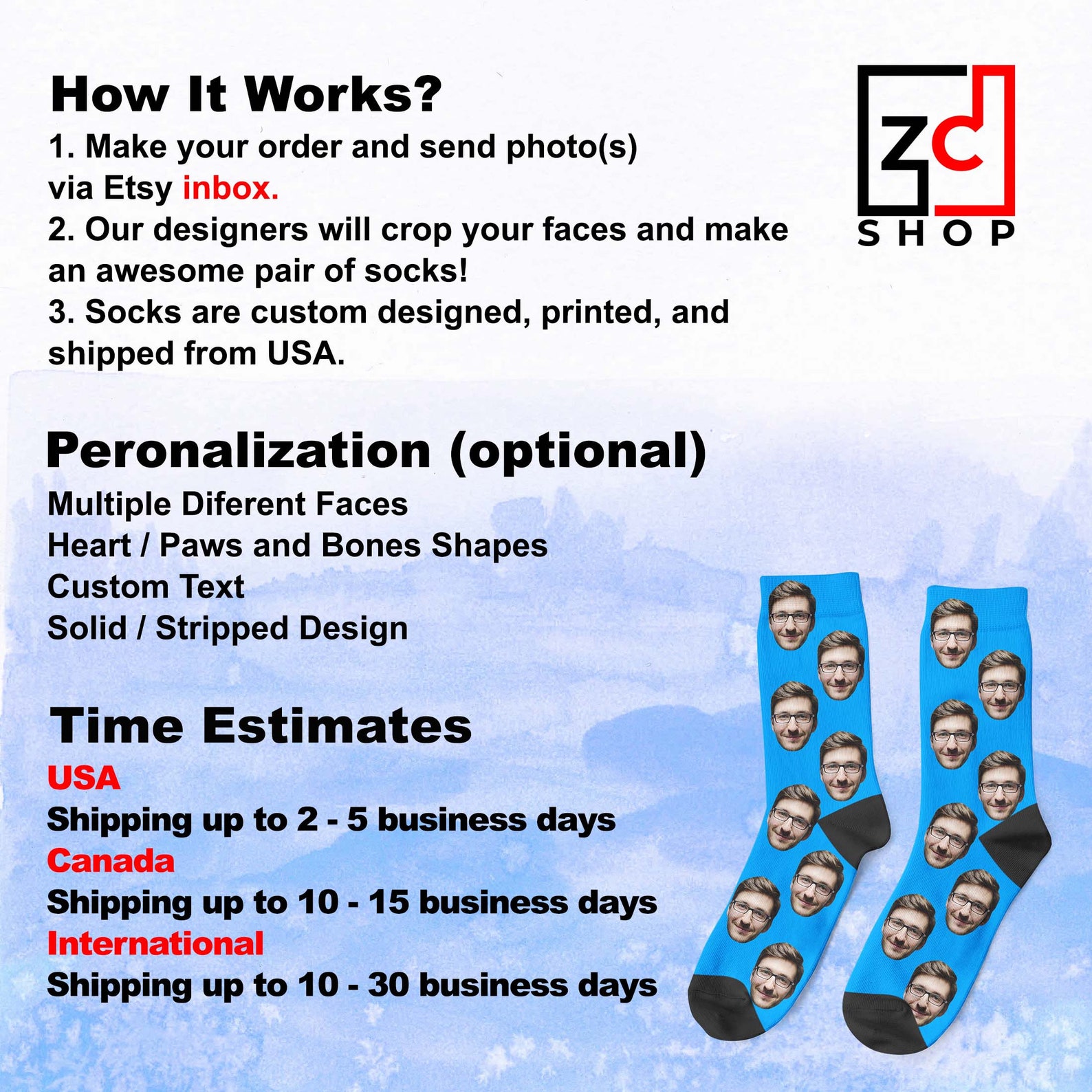 Custom Face Socks Photo Personalized Socks Faces on Socks - Etsy