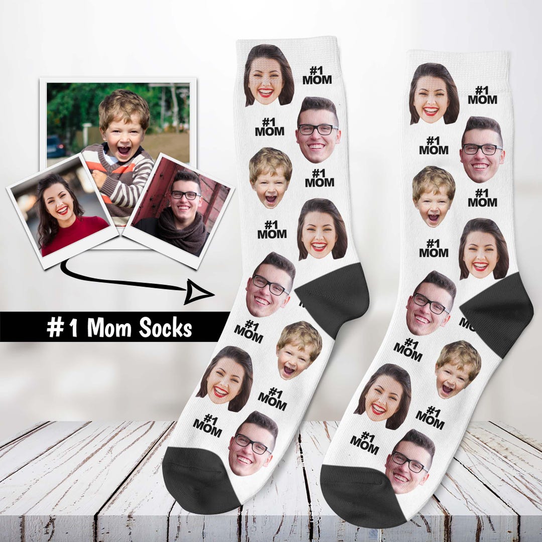Number 1 Mom Face Socks, Mother's Day Gift, Photo Socks, Mom Socks ...