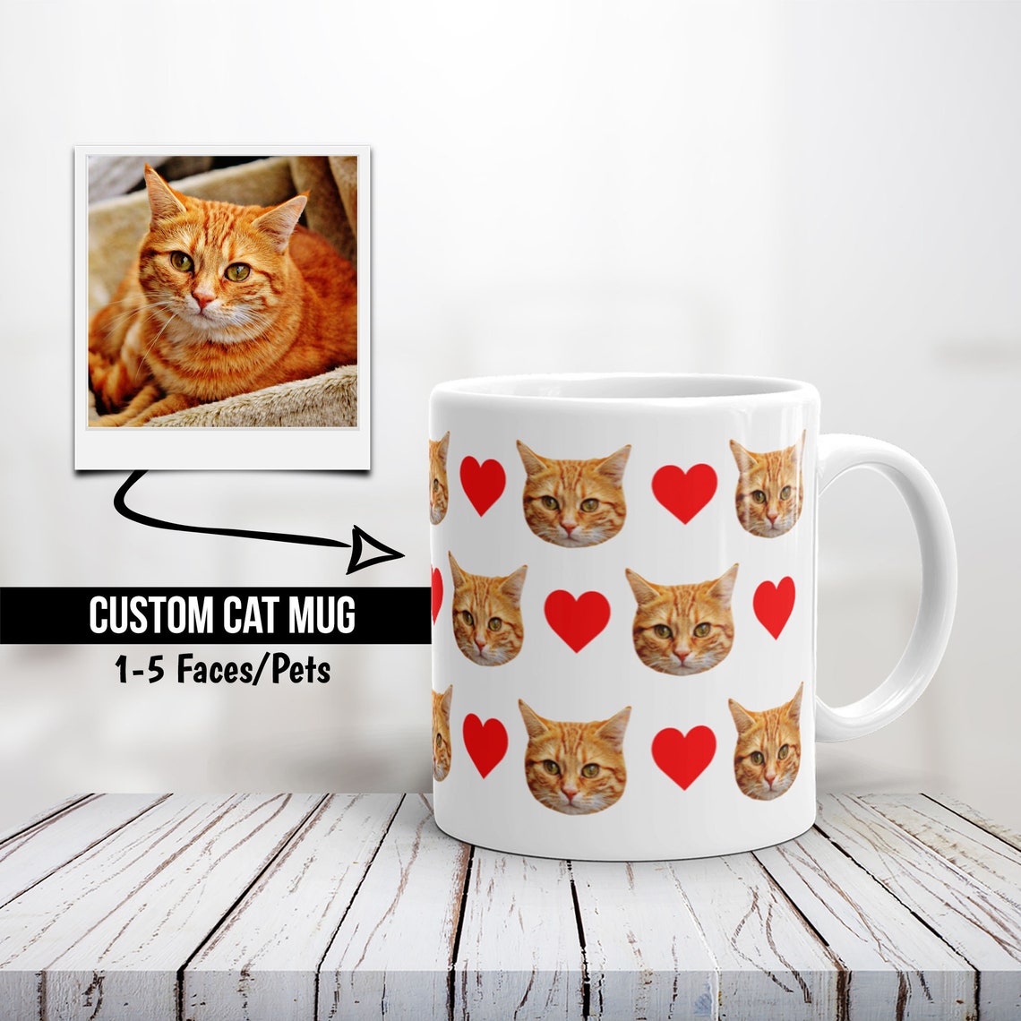 Personalized Cat Photo Coffee Mug Custom Cat Face Mug Best | Etsy