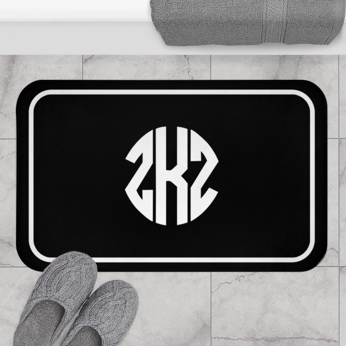 Monogram Bath Mat Custom Initials Bath Mat Monogrammed Text - Etsy