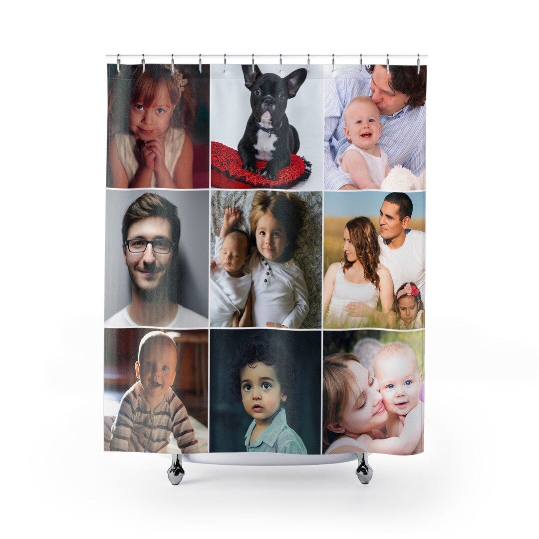 Photo Collage Shower Curtain, Family Pictures Curtain, Personalized ...
