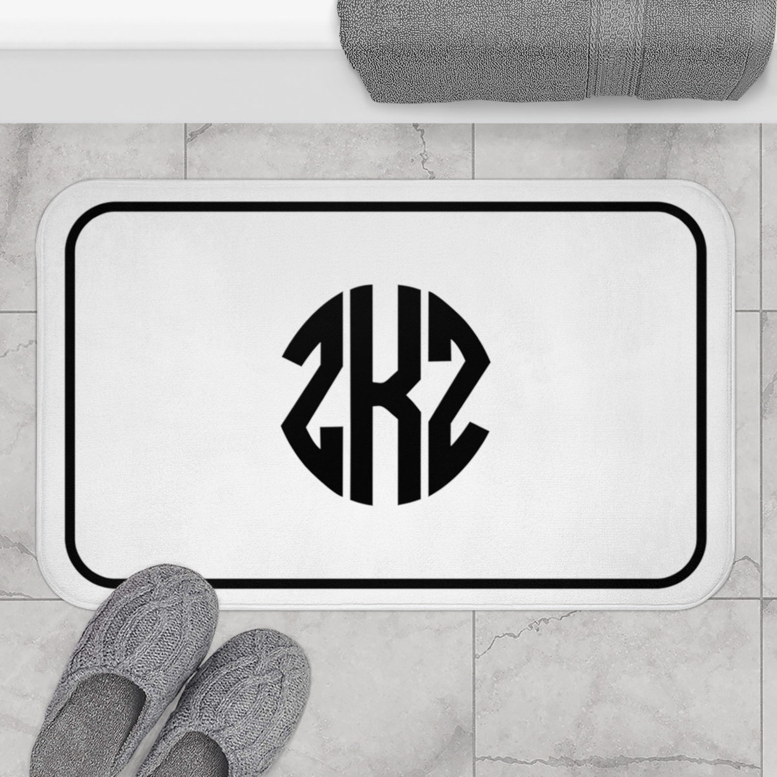 Monogram Bath Mat Custom Initials Bath Mat Monogrammed Text - Etsy