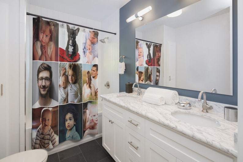 Photo Collage Shower Curtain Family Pictures Curtain - Etsy