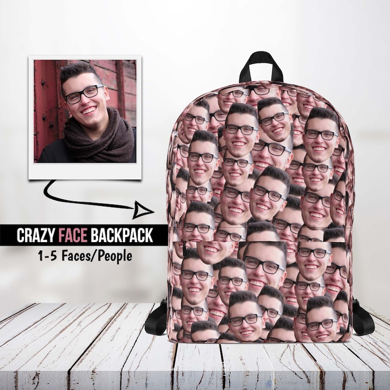 Crazy Face Backpack Funny Backpack Laptop Bag Personalized | Etsy