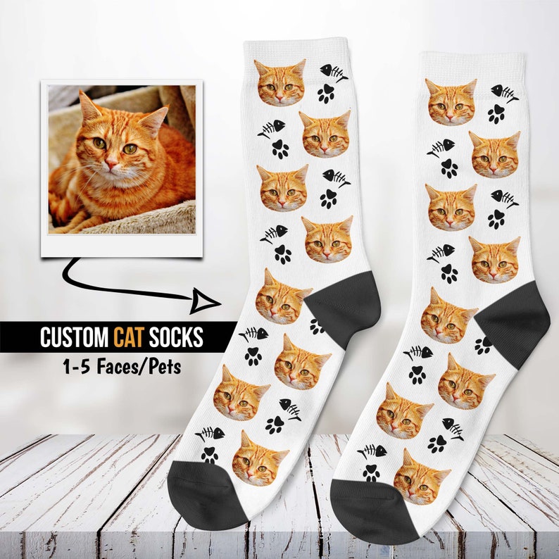 Custom Cat Face Socks Personalized Pet Photo Socks Custom - Etsy