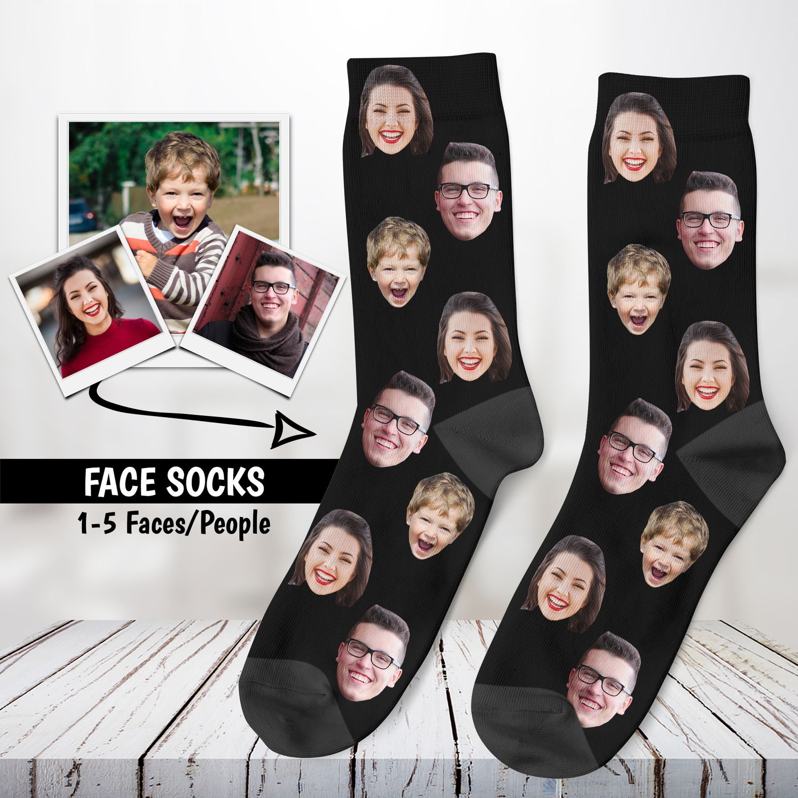 Custom Face Socks, Photo Personalized Socks, Faces on Socks, Picture ...