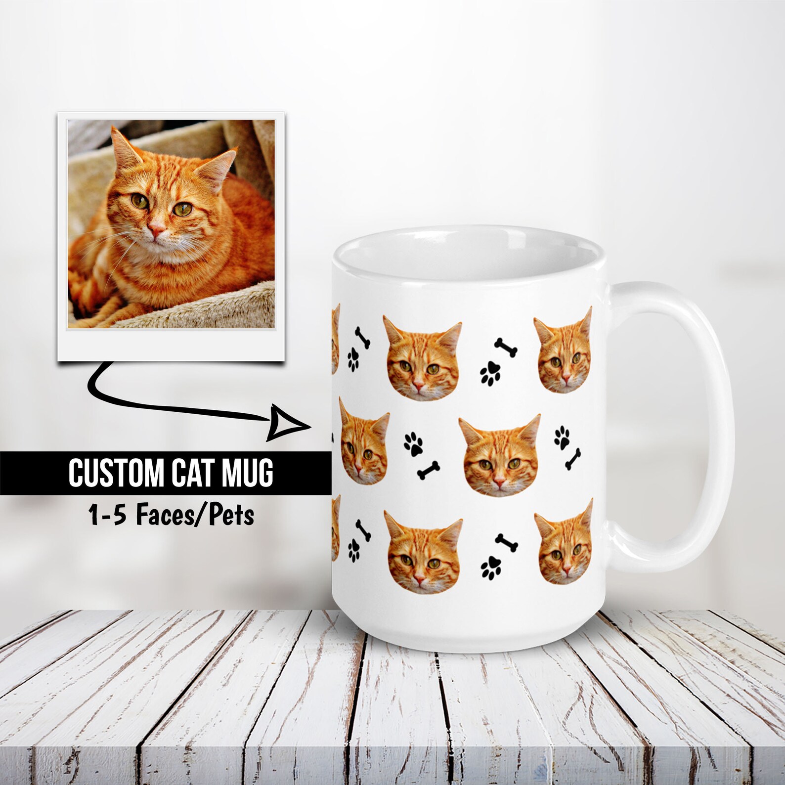 Personalized Cat Photo Coffee Mug Custom Cat Face Mug Best - Etsy
