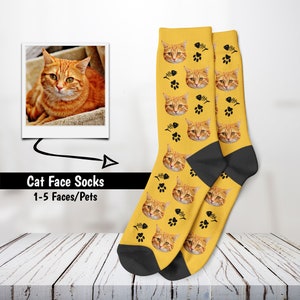 Custom Cat Socks, Personalized Pet Photo Socks, Father's Day Gift, Cat ...