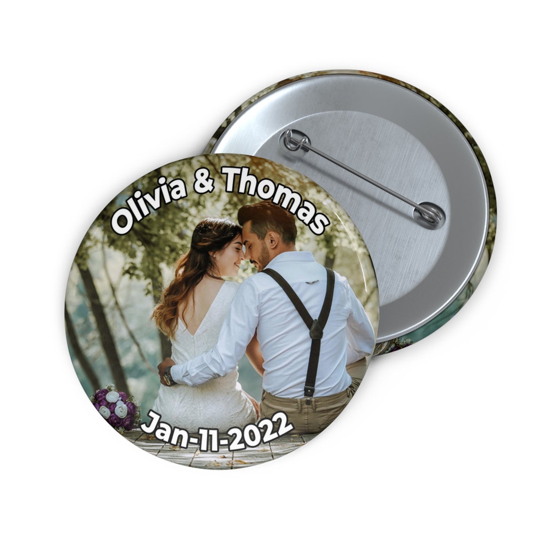 Custom Photo and Text Pin Buttons, Personalized Buttons, Pinback ...