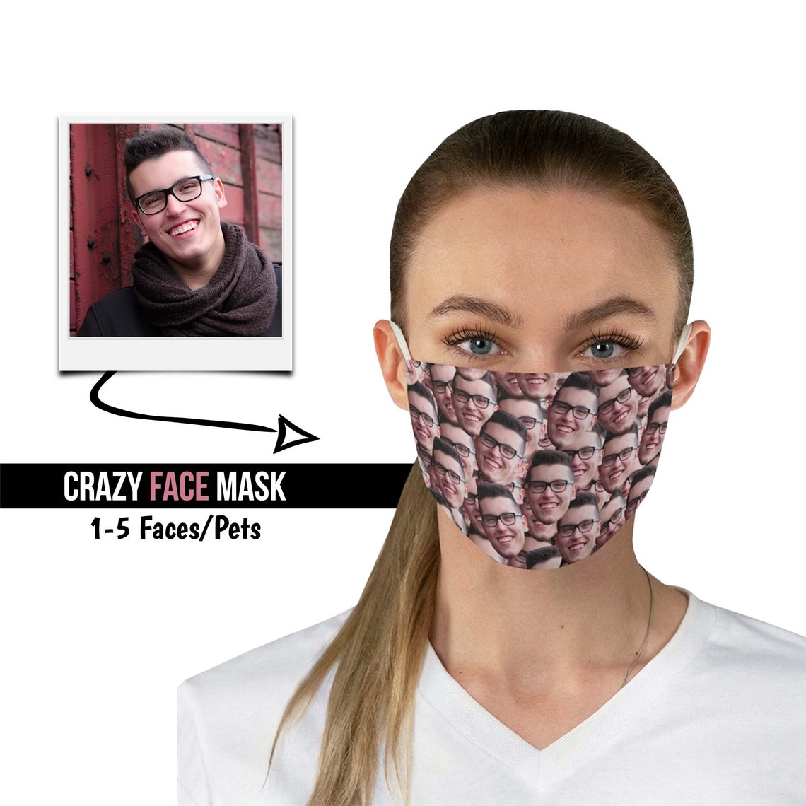 Crazy Face Mask Custom Photo Mask Personalized Gift Crazy - Etsy