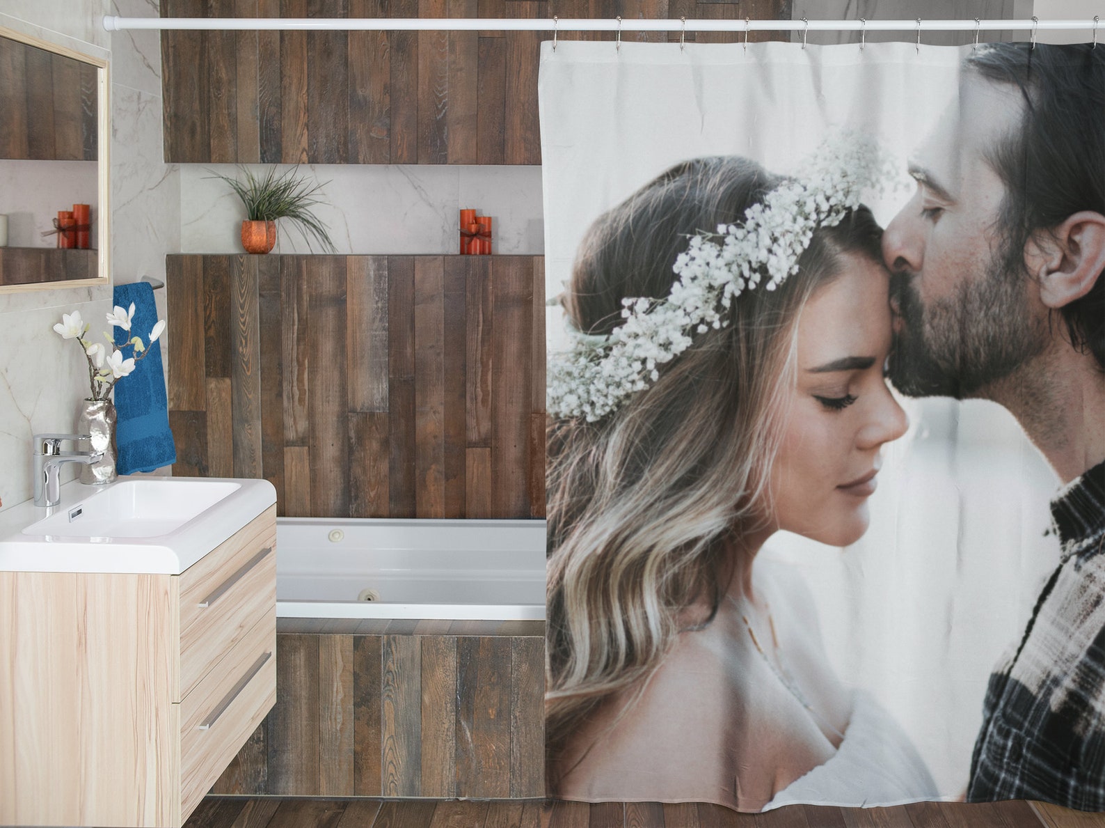 Custom Photo Shower Curtain, Favorite Photo and Text Curtain, Custom ...