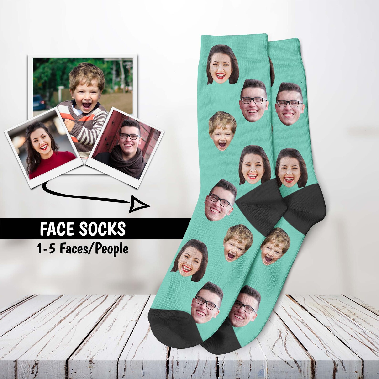 Custom Face Socks, Photo Personalized Socks, Faces on Socks, Picture ...