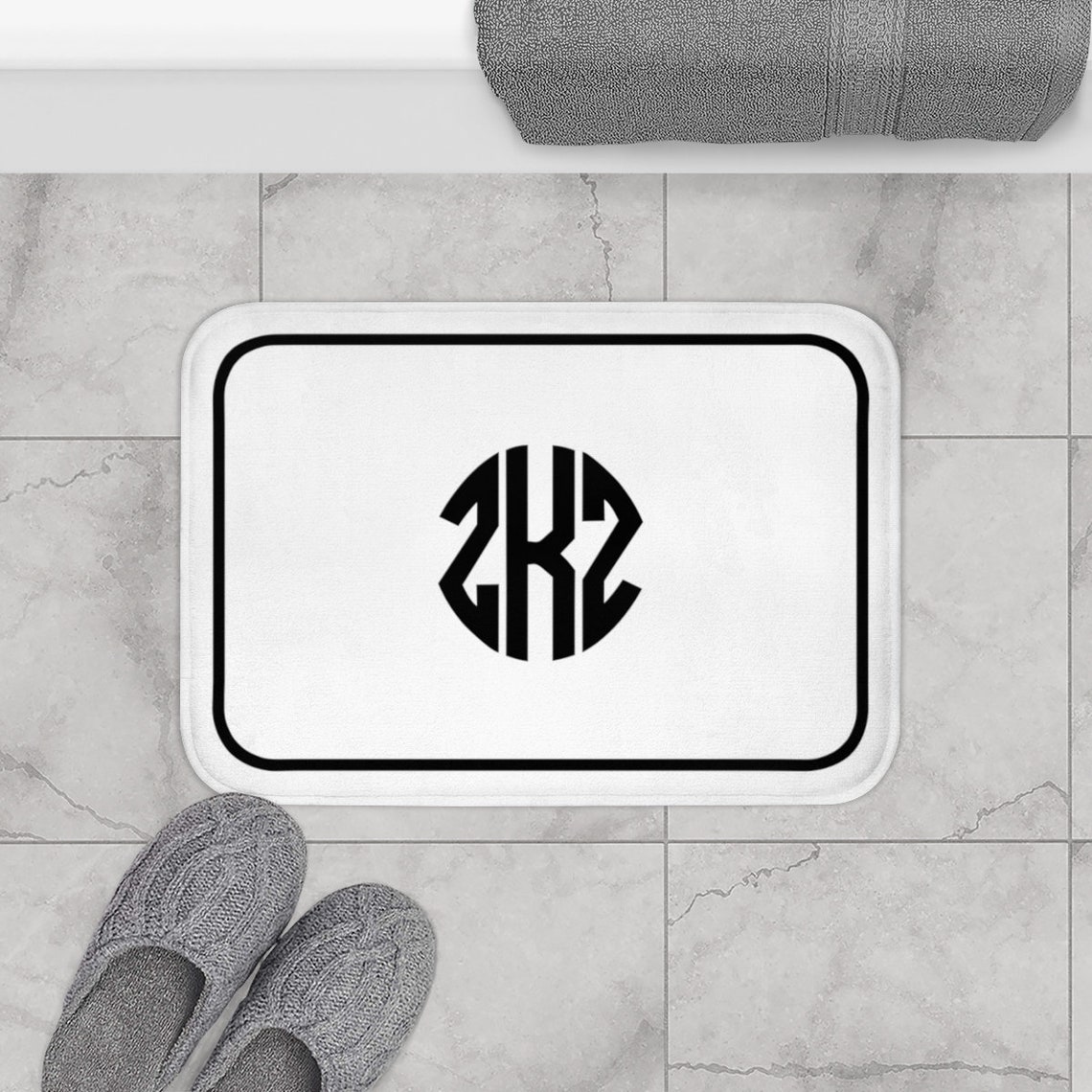 Monogram Bath Mat Custom Initials Bath Mat Monogrammed Text - Etsy