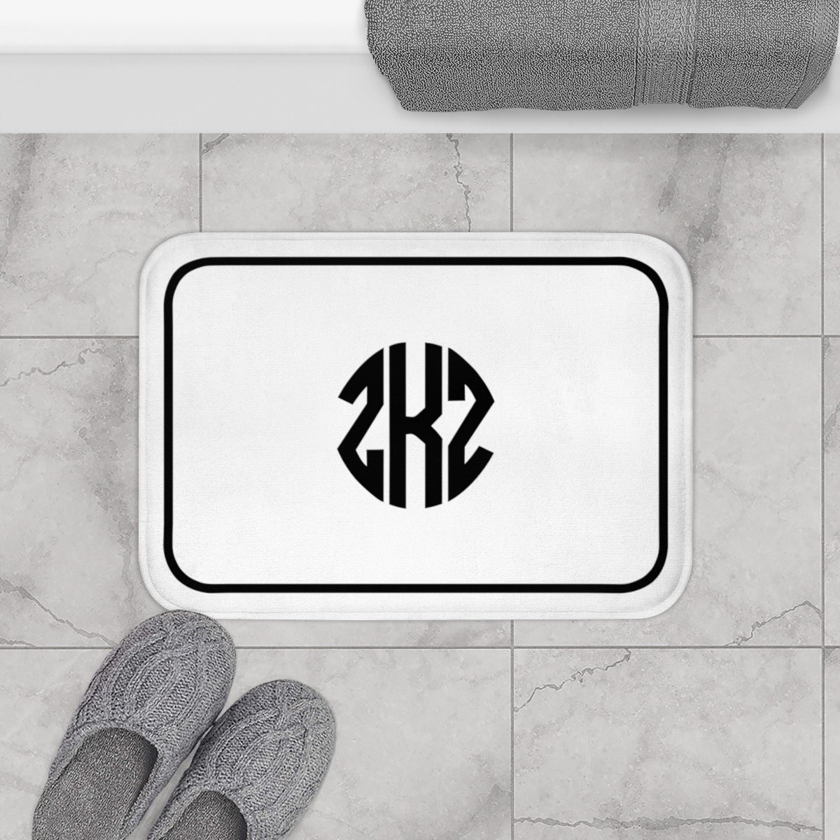 Monogram Bath Mat Custom Initials Bath Mat Monogrammed Text - Etsy