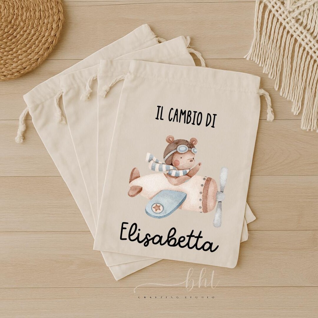 Set of 4 Personalized Baby Changing Bags | Organic Cotton | Newborn ...