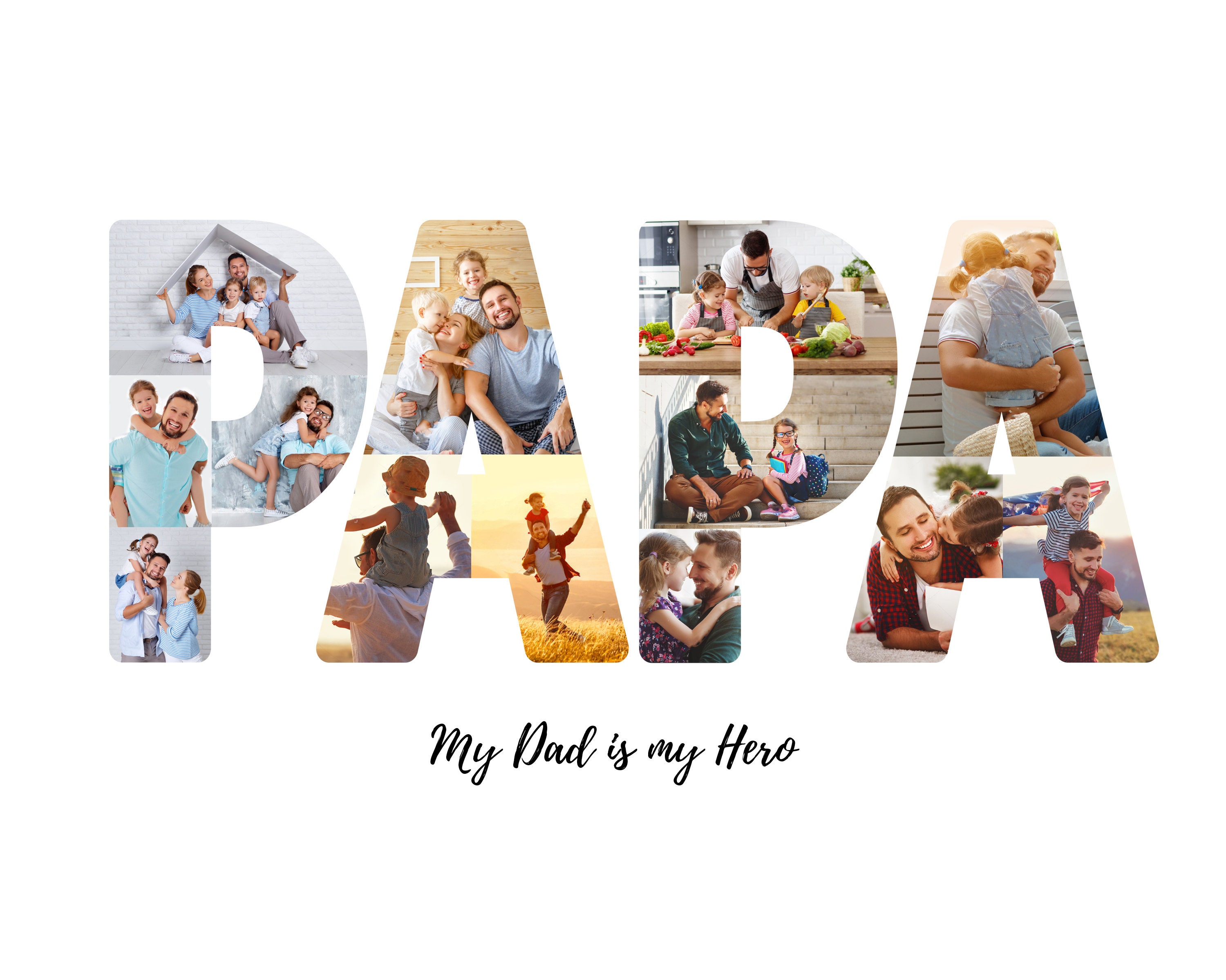 Papa photo collage Digital gift for Dad Photo Dad print | Etsy