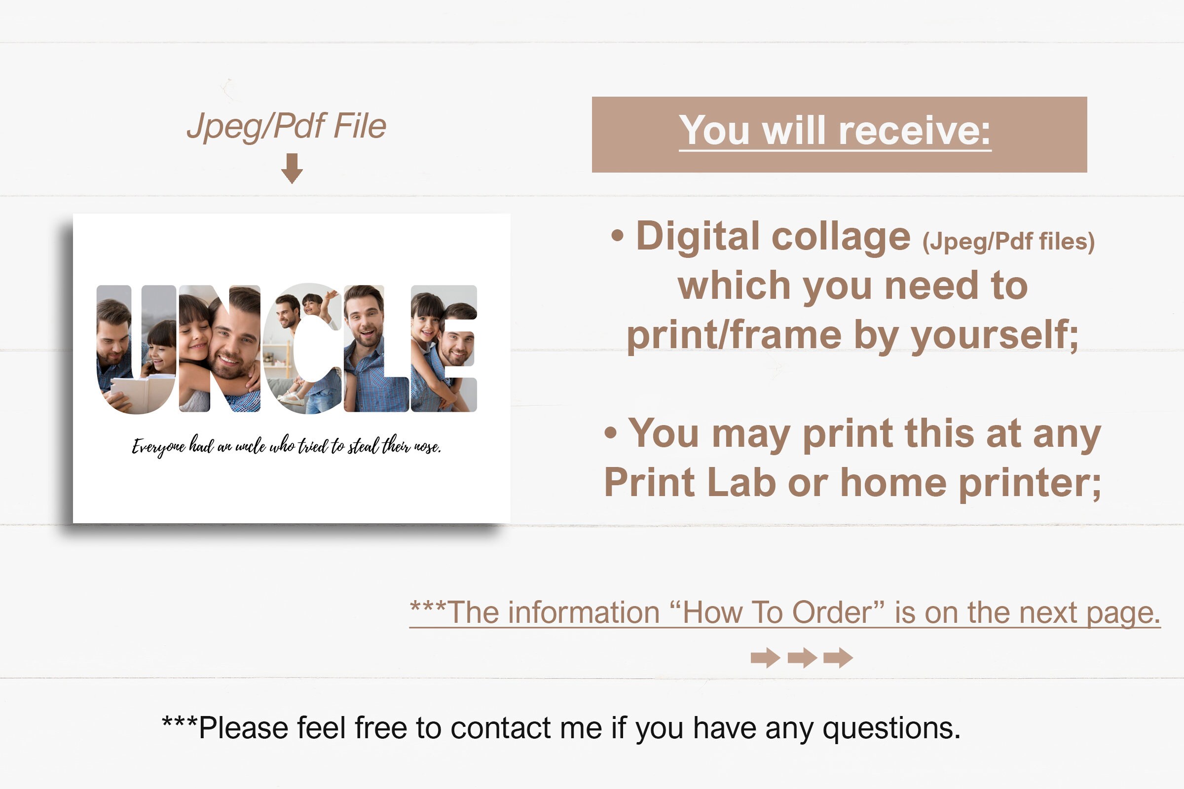 Uncle Photo Collage Digital Photo Collage Uncle Custom Gift - Etsy