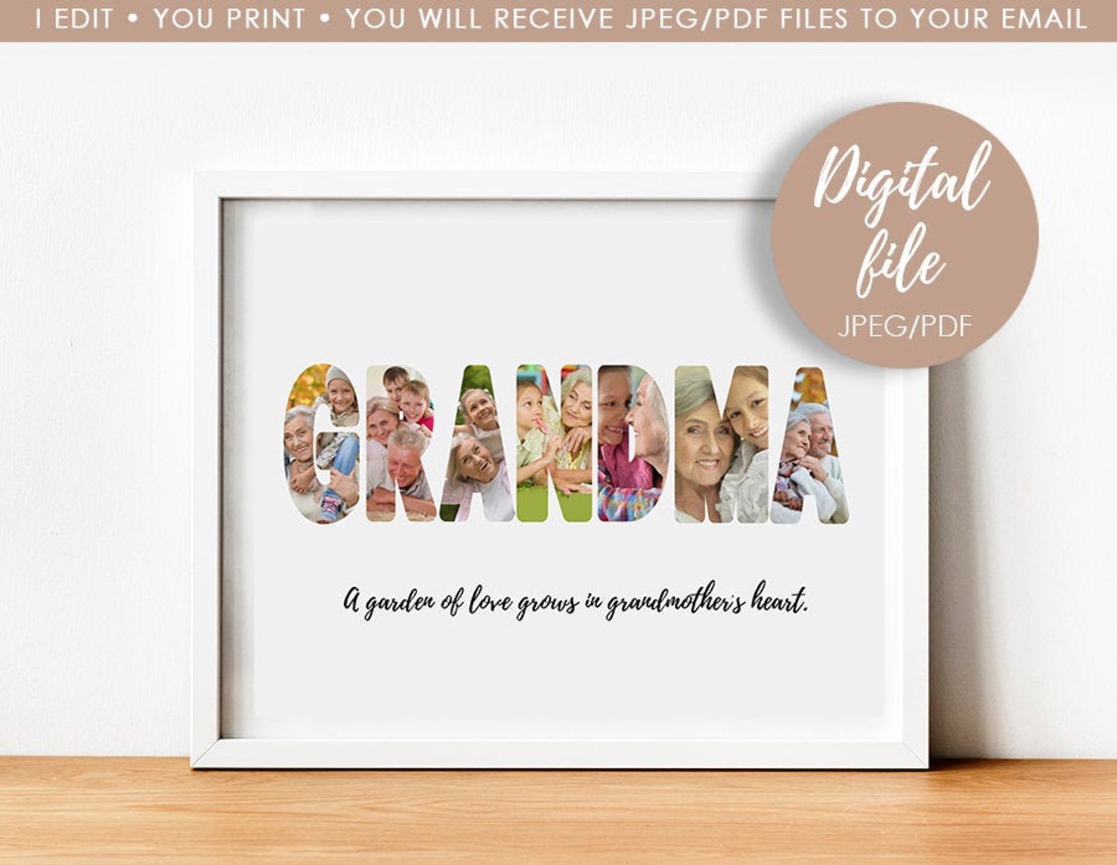 Grandmother Photo Collage Personalized Grandmom Gift Custom - Etsy
