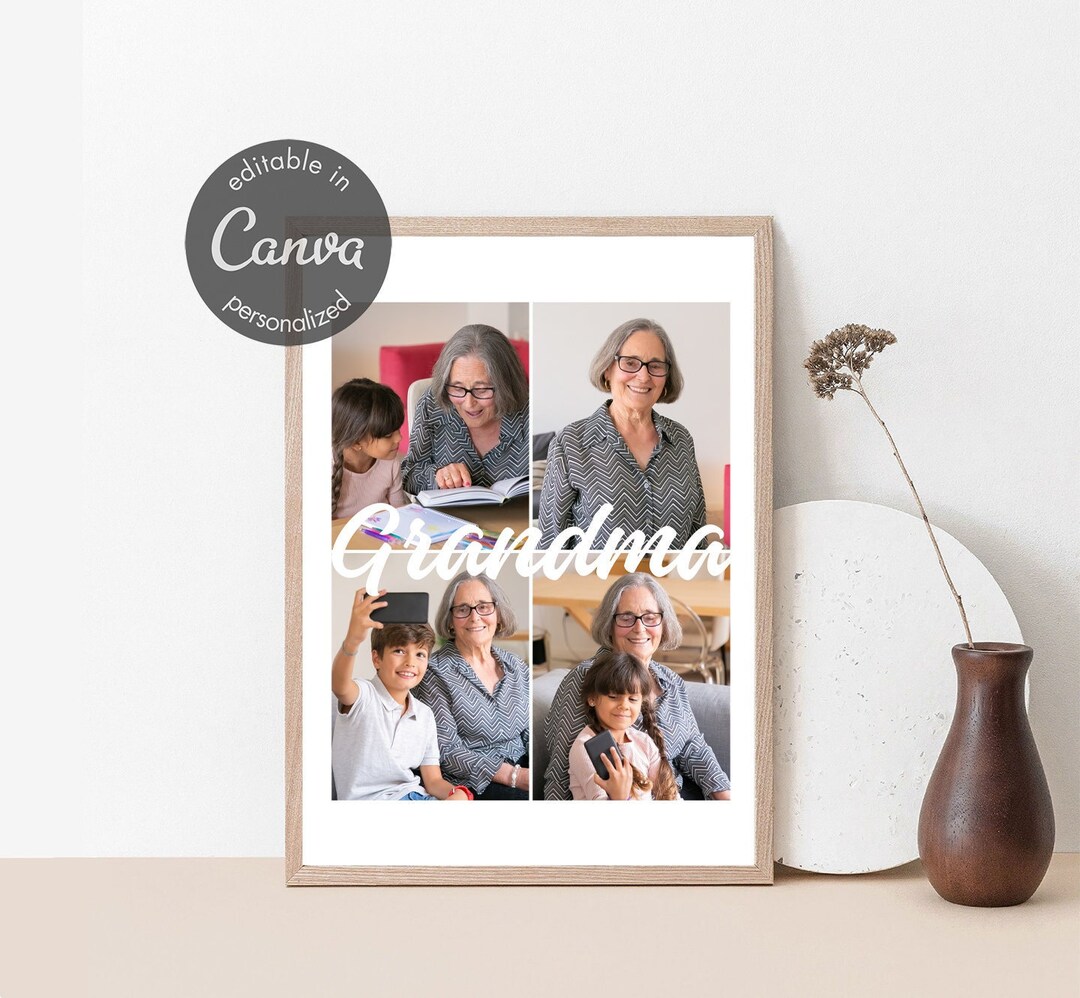 EDITABLE GRANDMA Photo Collage Template, Grandmother Photo Template ...