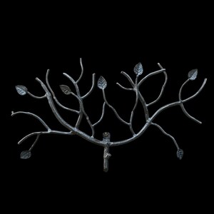 Forged Forest Branch Iron Wall Hanger Art With Leaves - Etsy