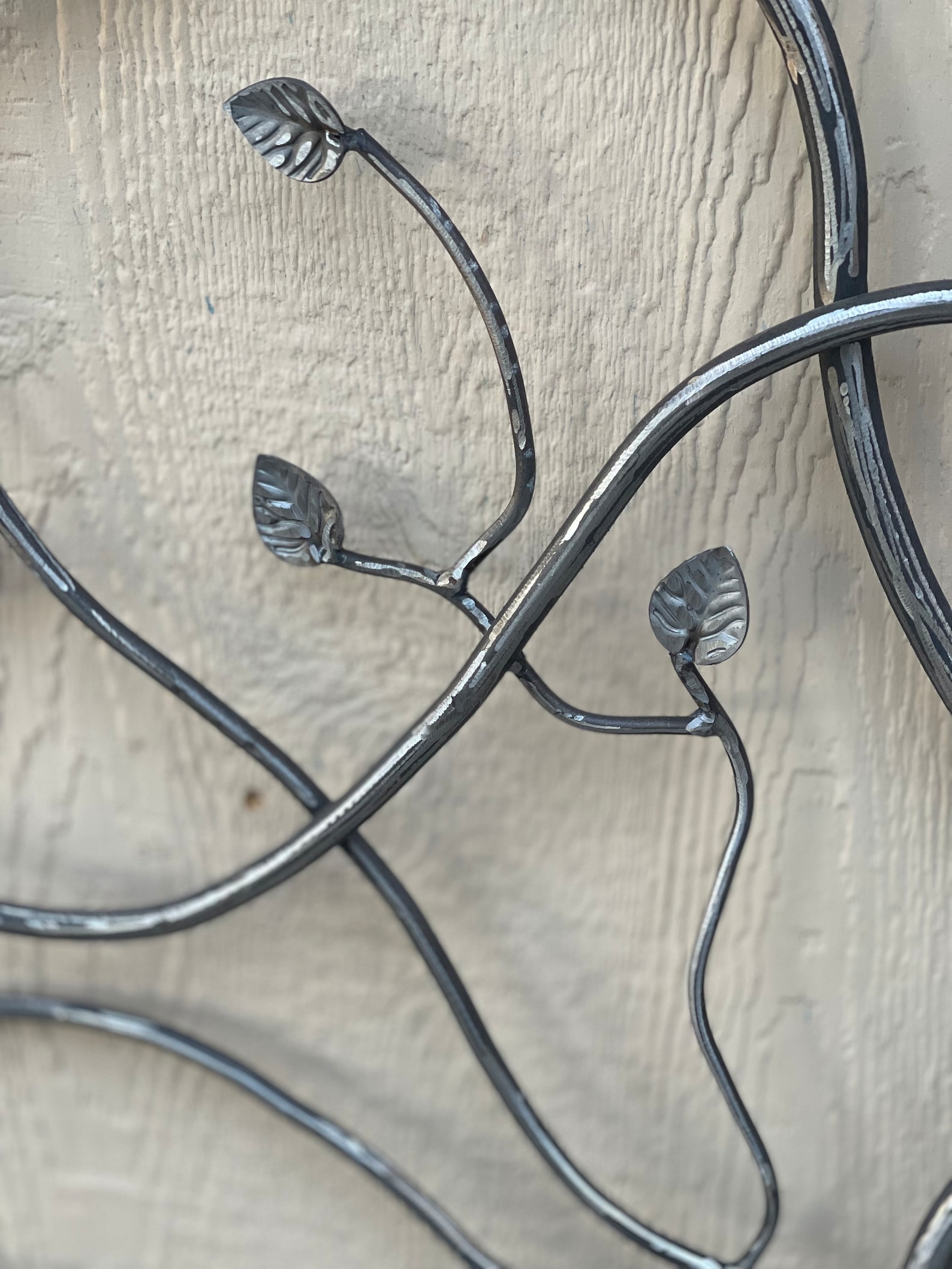 Forged Iron Branch Leaf Headboard, Rustic Elegant Metal Bedroom ...