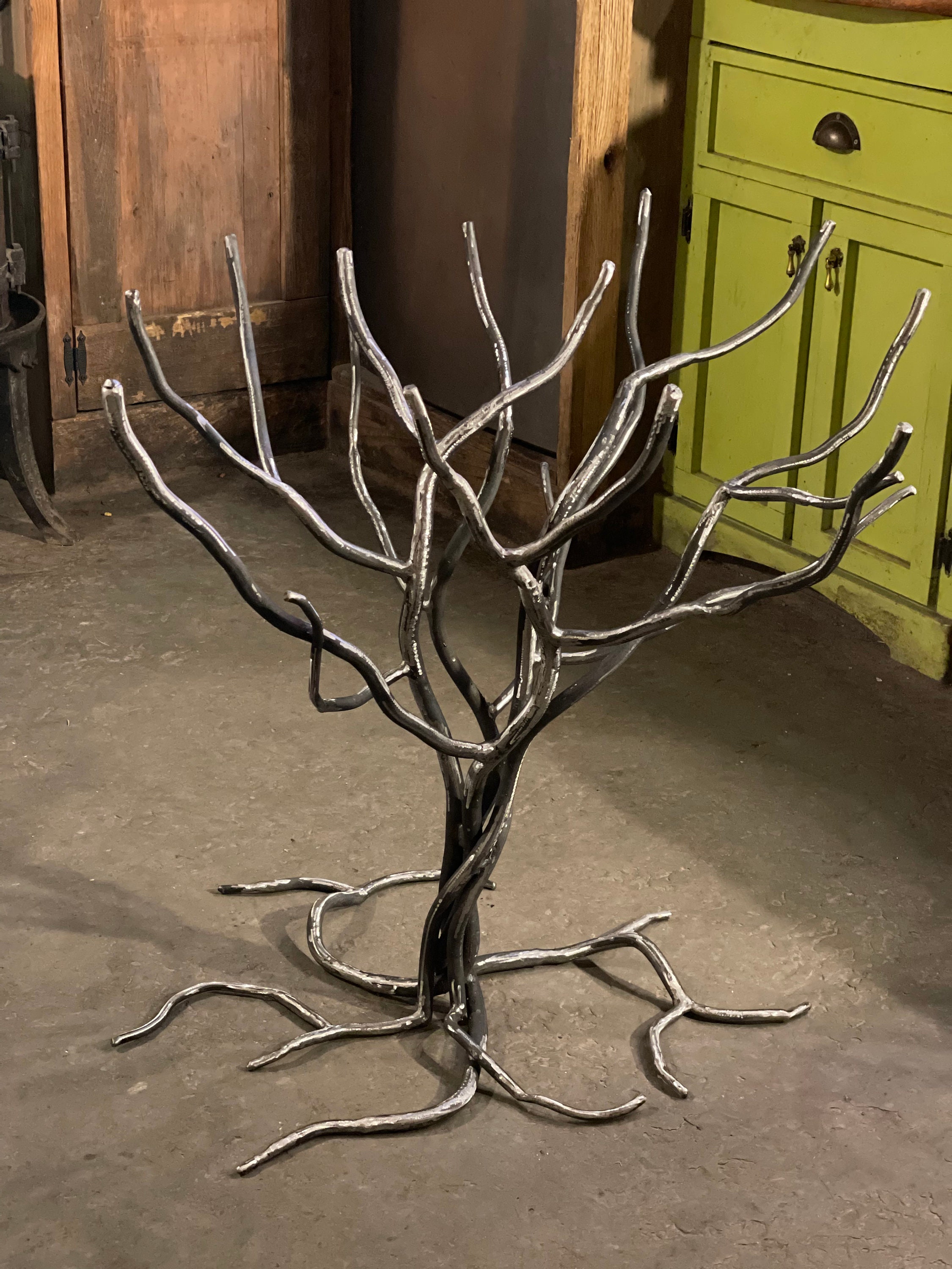 Forged Iron Forest Branch Dining Table Base, Rustic Organic Tree ...