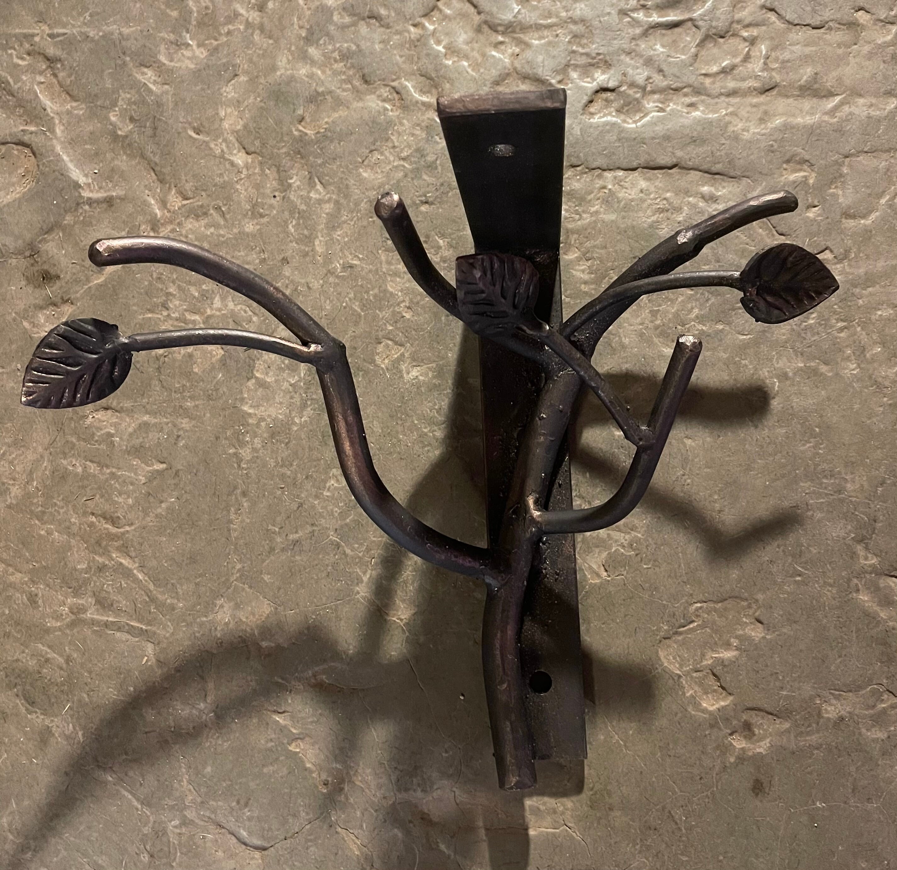 Forged Iron Branch Bracket With Leaves Rustic Metal Shelf | Etsy